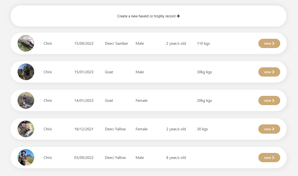 New member harvest/trophy record database is now available ...